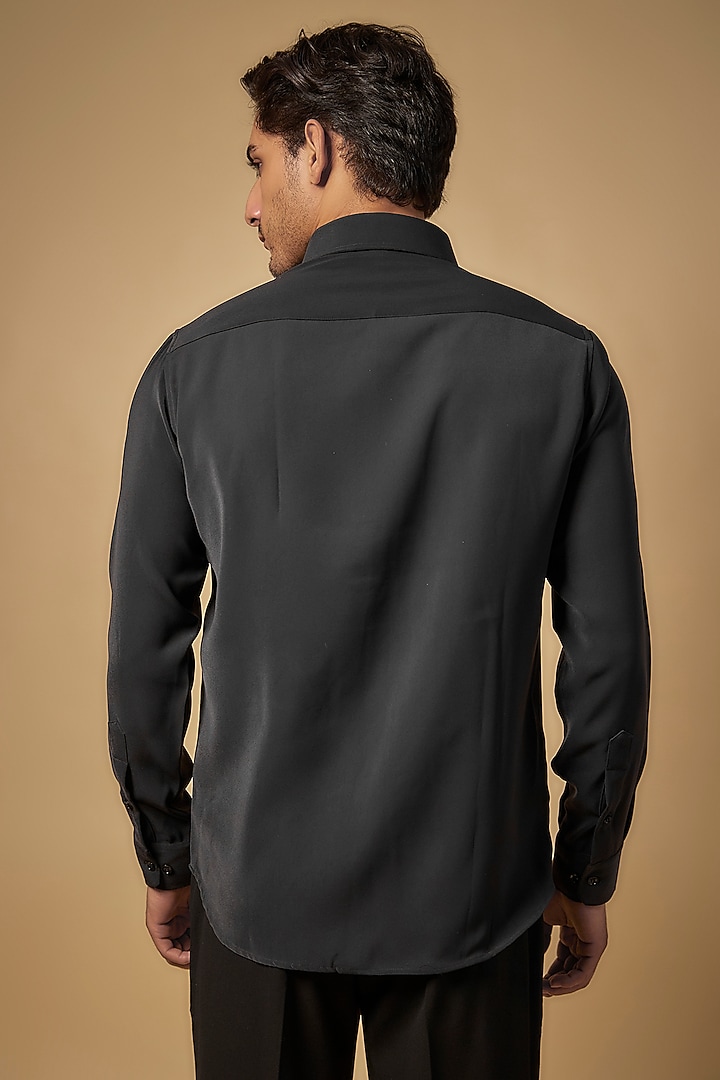 Black Polysonic Party Wear Shirt by AMIT ARORA at Pernia's Pop Up Shop 2026