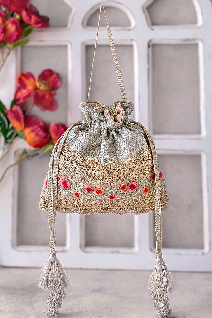 Green Embroidered Potli Design by AMYRA at Pernia's Pop Up Shop 2024