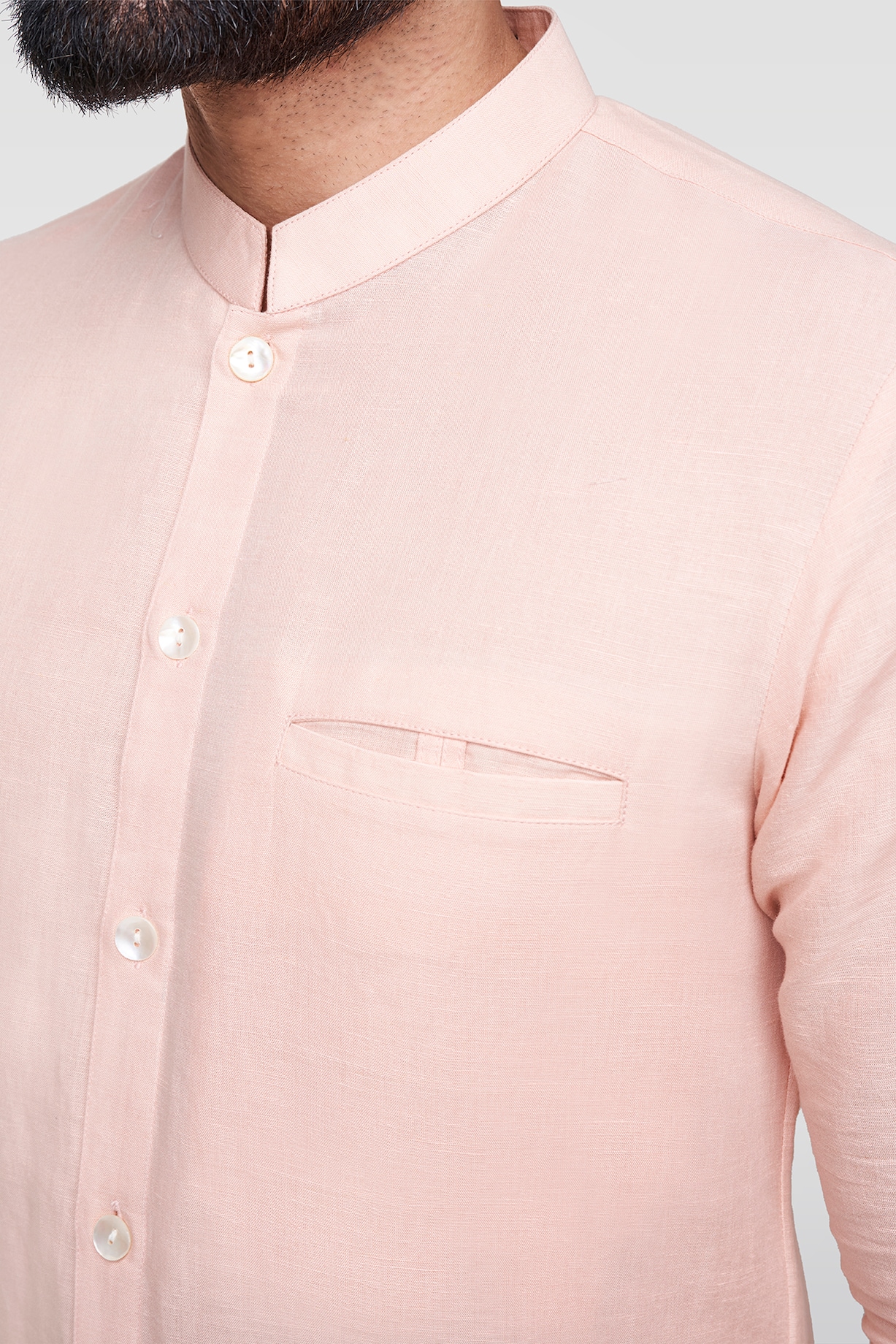 Blush Pink Button Down Short Kurta by Anita Dongre Men at Pernia's Pop Up Shop 2025