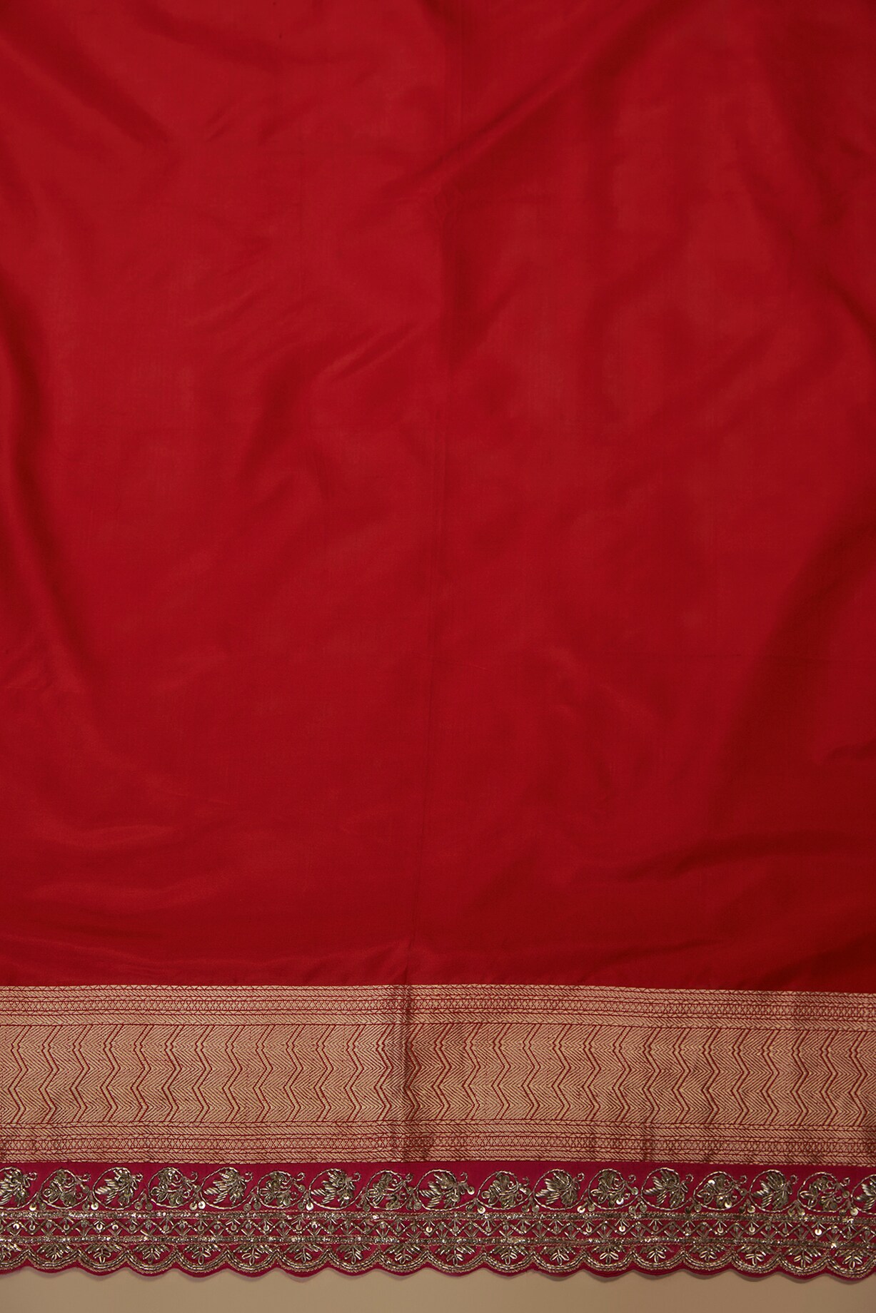 Red Banarasi Silk Zardosi Embroidered Handwoven Saree Set by Anushree ...