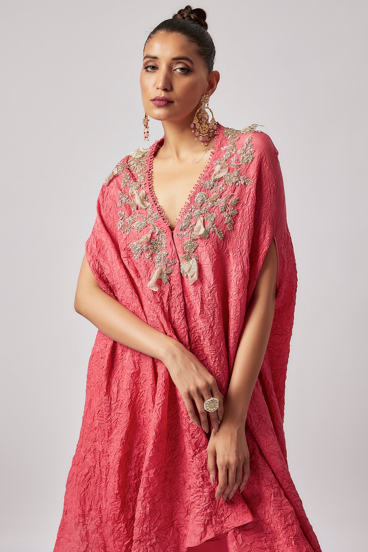 Pink Habutai Silk Crushed Skirt Set Design by Anushree Reddy at Pernia ...