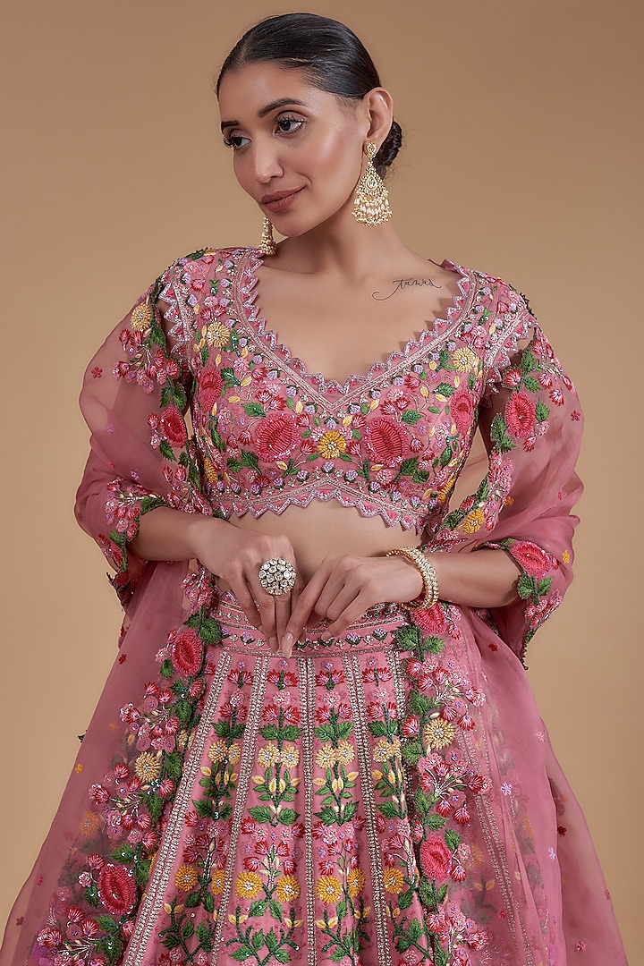 Pink Organza Bridal Lehenga Set by Anushree Reddy at Pernia's Pop Up ...