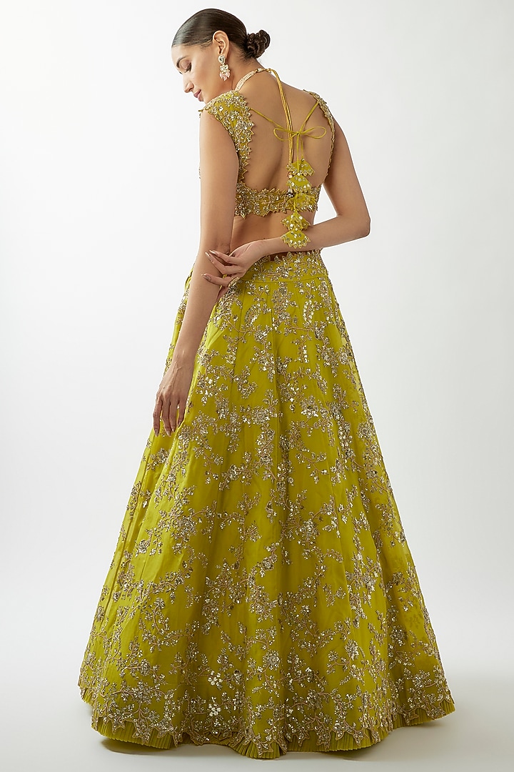 Lime Green Organza Bridal Lehenga Set by Anushree Reddy at Pernia's Pop ...