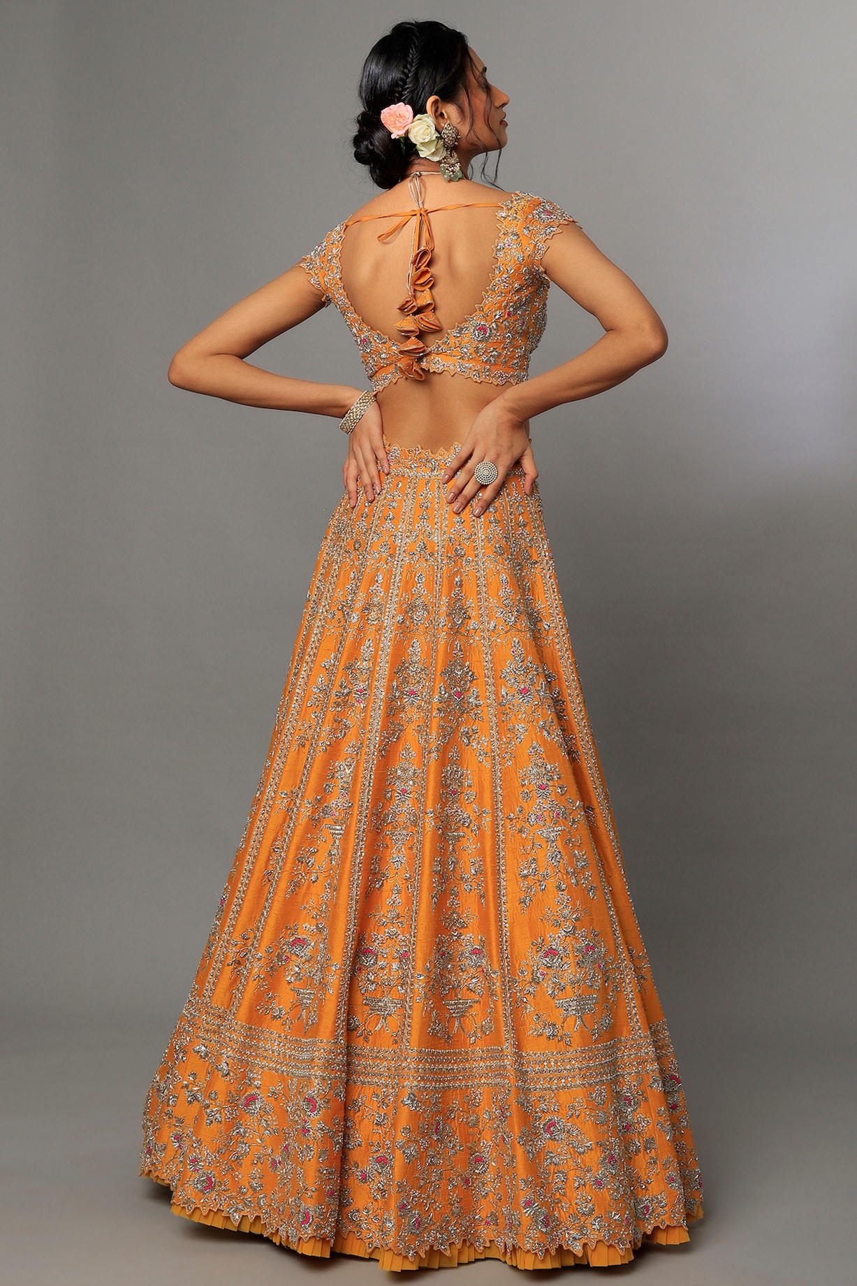 Orange Embroidered Lehenga Set Design by Anushree Reddy at Pernia's Pop ...