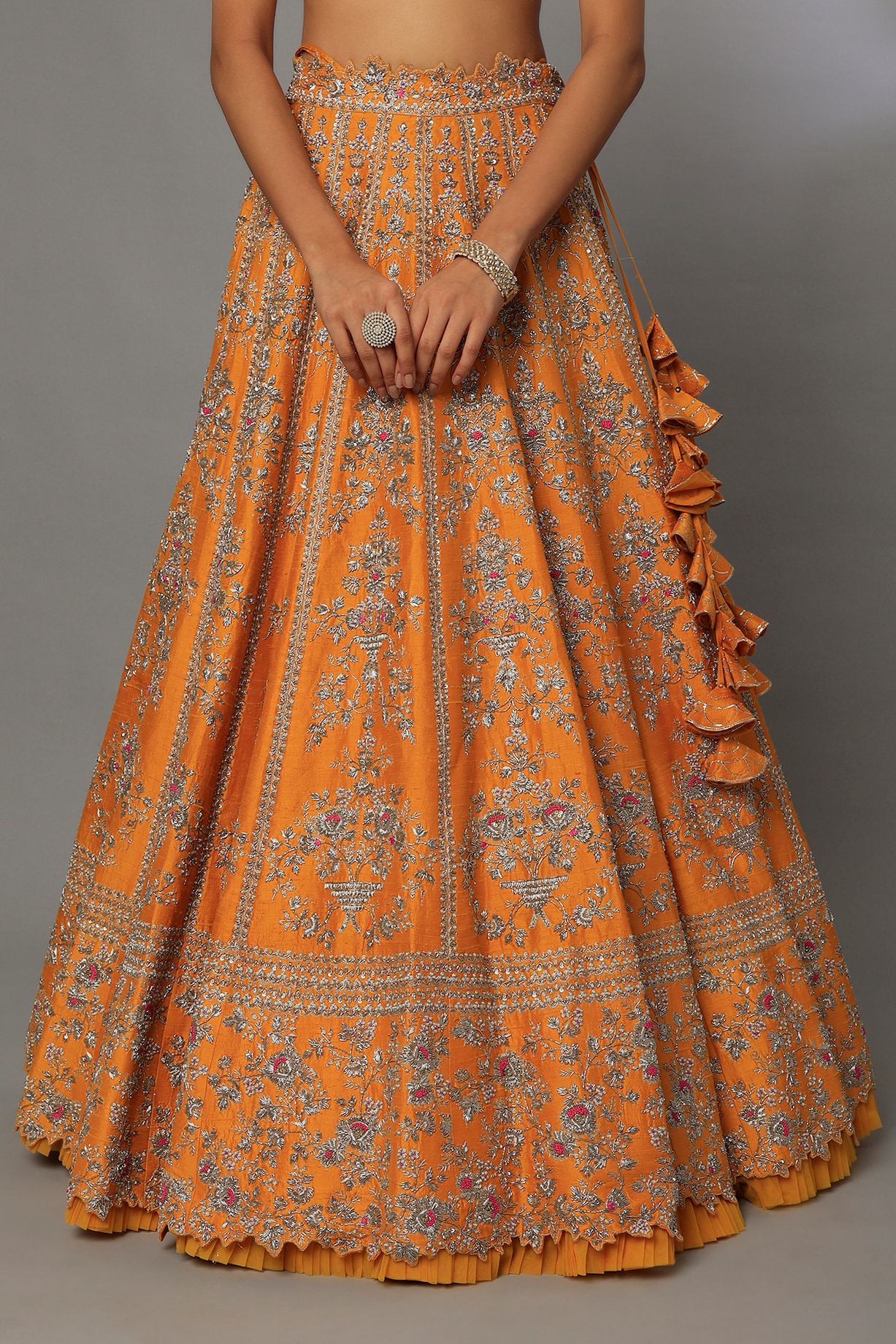 Orange Embroidered Lehenga Set Design by Anushree Reddy at Pernia's Pop ...