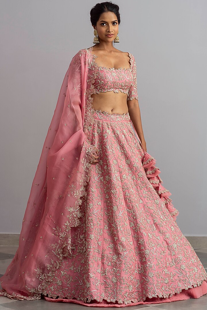 Rose Pink Organza Bridal Lehenga Set by Anushree Reddy at Pernia's Pop ...