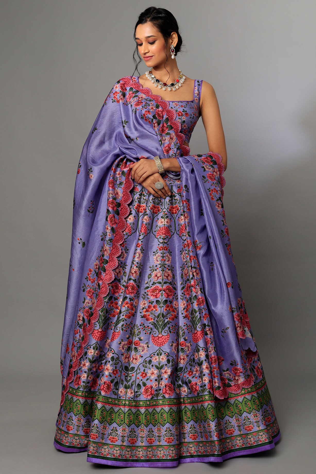 Violet Floral Printed Lehenga Set Design by Anushree Reddy at Pernia's ...
