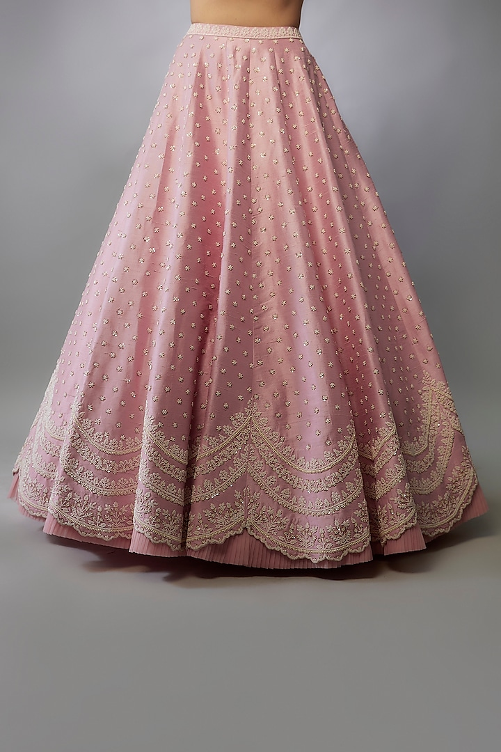 Blush Pink Net Pearl Jacket Bridal Lehenga Set by Anushree Reddy at ...