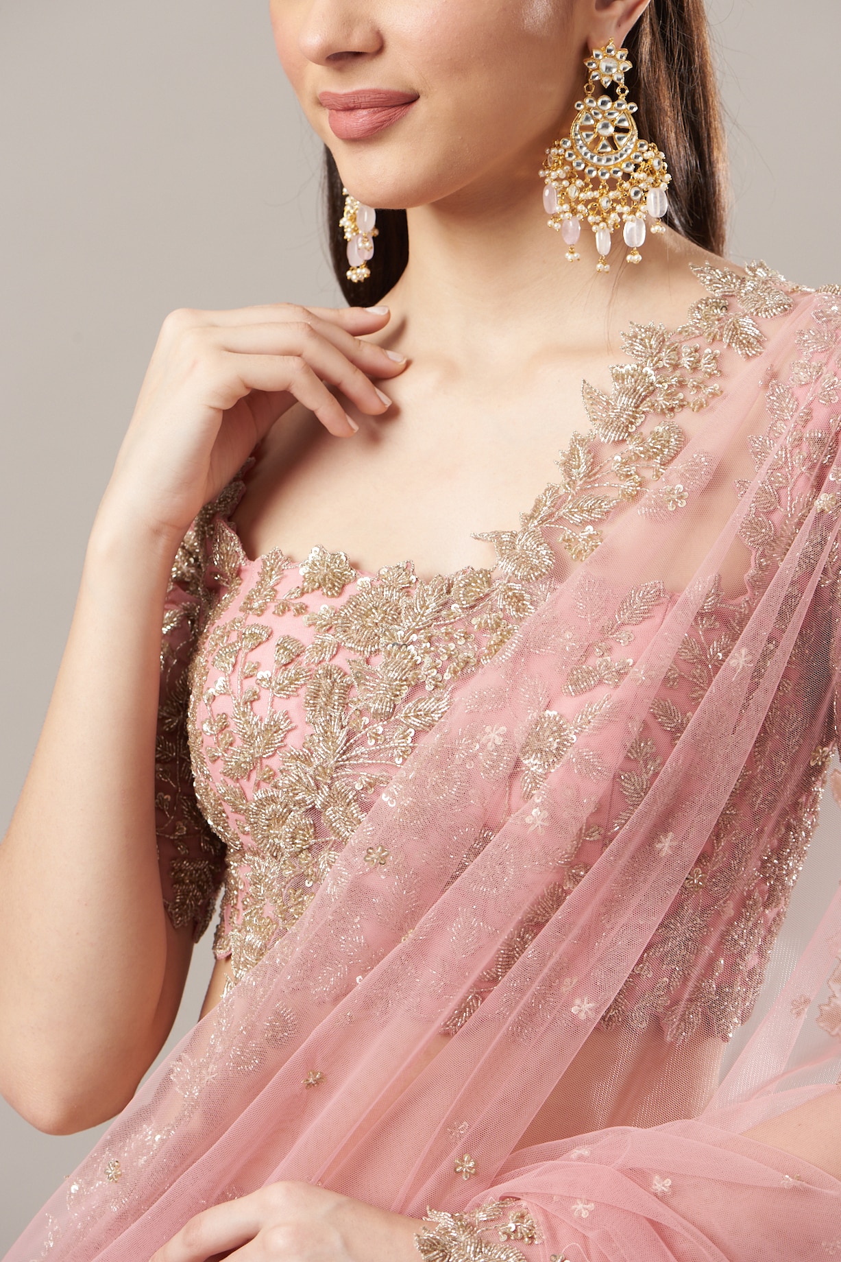 Bright Pink Zardosi Embroidered Bridal Lehenga Set by Anushree Reddy at ...