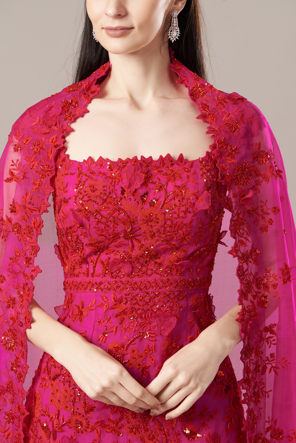 Red Crepe Sharara Set by Anushree Reddy at Pernia's Pop Up Shop 2026
