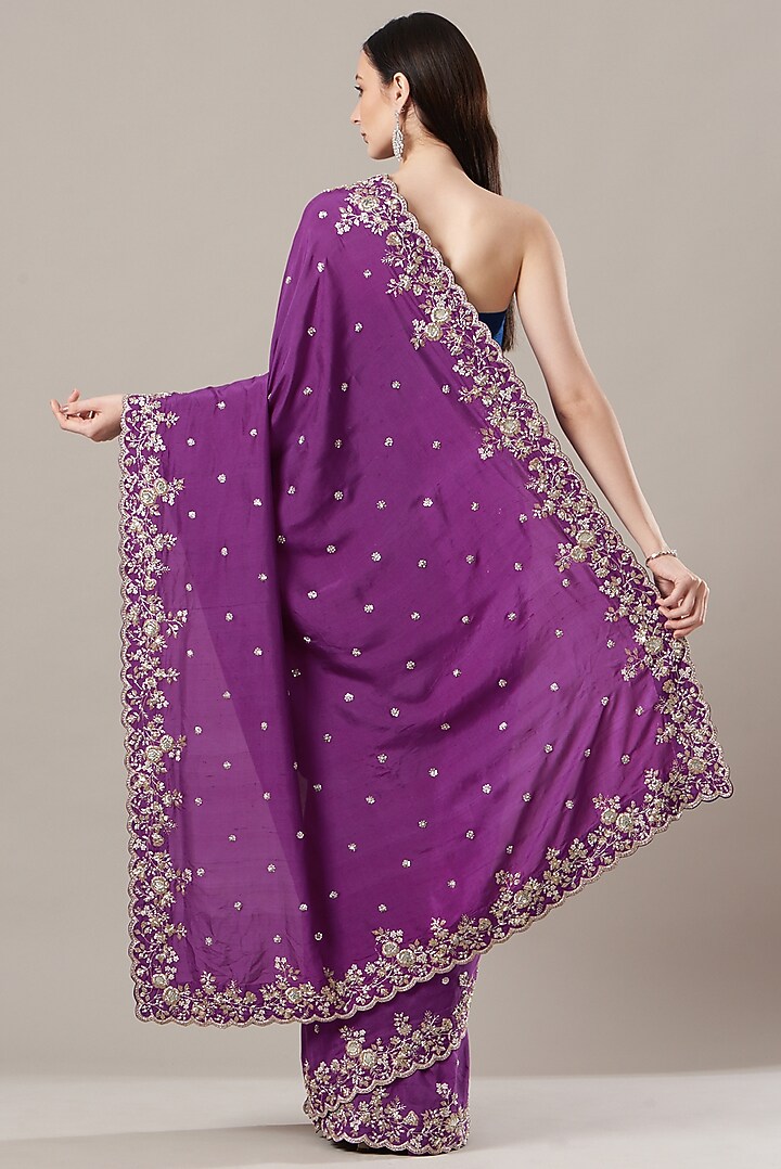 Purple Embroidered Saree Set by Anushree Reddy at Pernia's Pop Up Shop 2026
