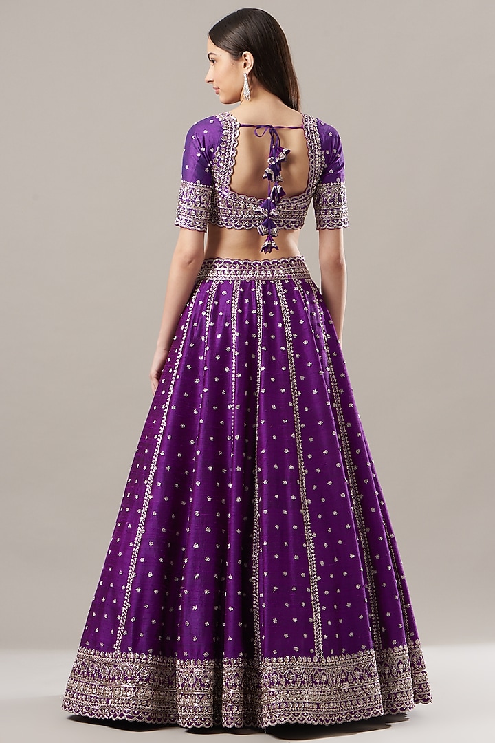 Purple Embroidered Bridal Lehenga Set by Anushree Reddy at Pernia's Pop ...