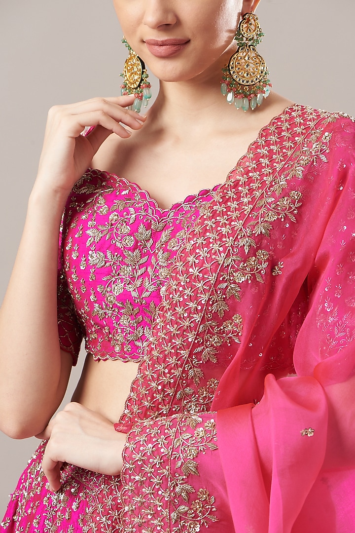 Pink Embroidered Bridal Lehenga Set by Anushree Reddy at Pernia's Pop ...