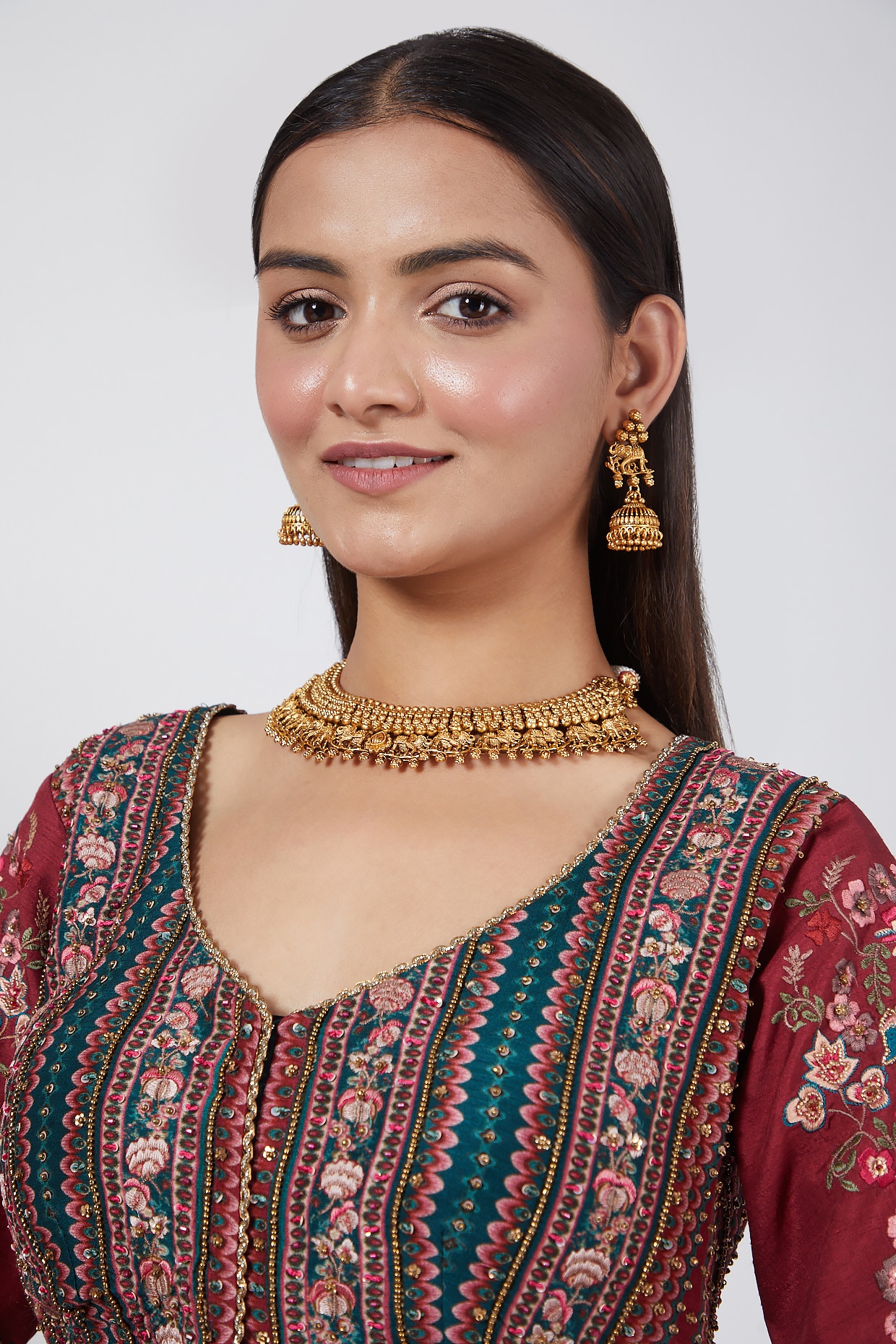 Gold Plated Elephant Necklace Set by Anjali Jain Jewellery at Pernia's ...