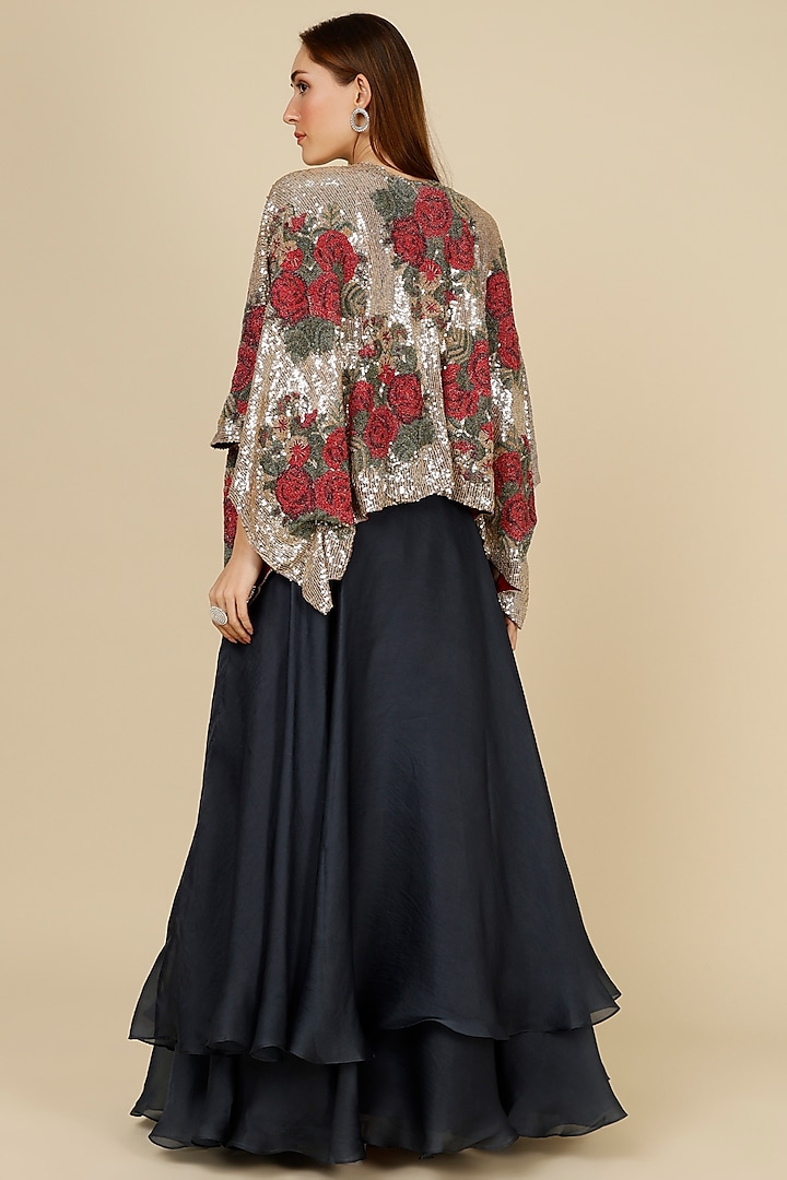 Indigo Embroidered Cape Set Design by Anand Kabra at Pernia's Pop Up ...