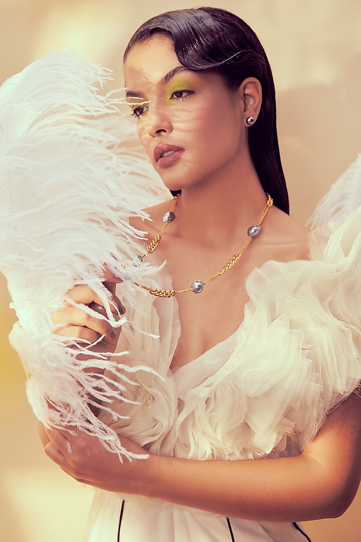 Gold Plated Blue Baroque Pearl Necklace by Anaash at Pernia's Pop Up ...