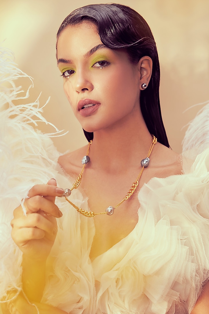 Gold Plated Blue Baroque Pearl Necklace by Anaash at Pernia's Pop Up ...