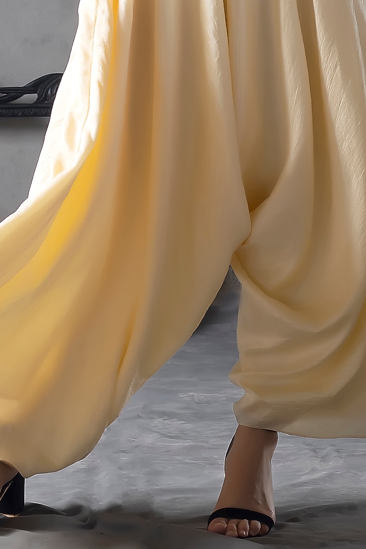 Cream Linen Silk Low Crotch Pant Set by Anu Pellakuru at Pernia's Pop ...