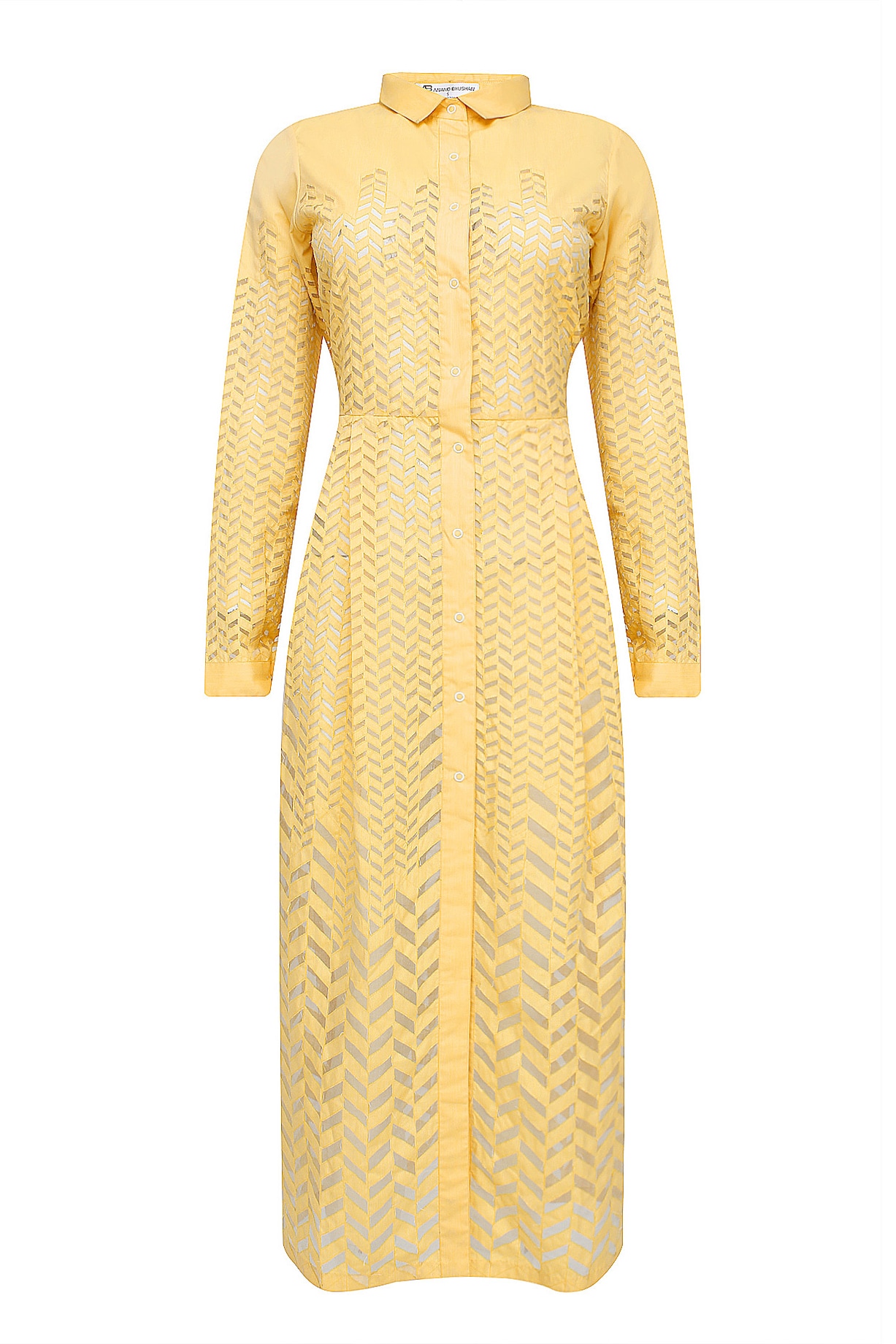 Yellow cutwork detailing jacket dress available only at Pernia's Pop Up ...