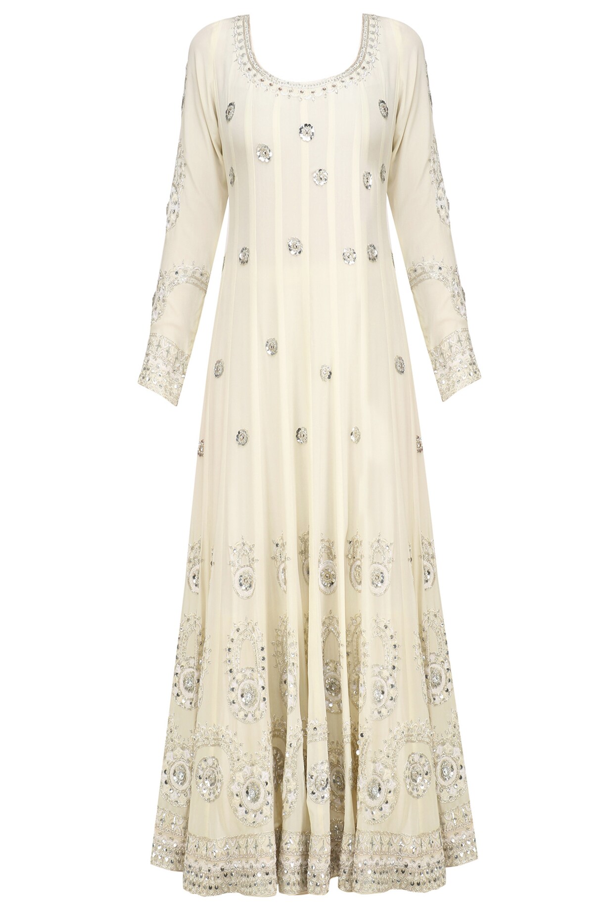 Cream embroidered anarkali Set available only at Pernia's Pop Up Shop 2025