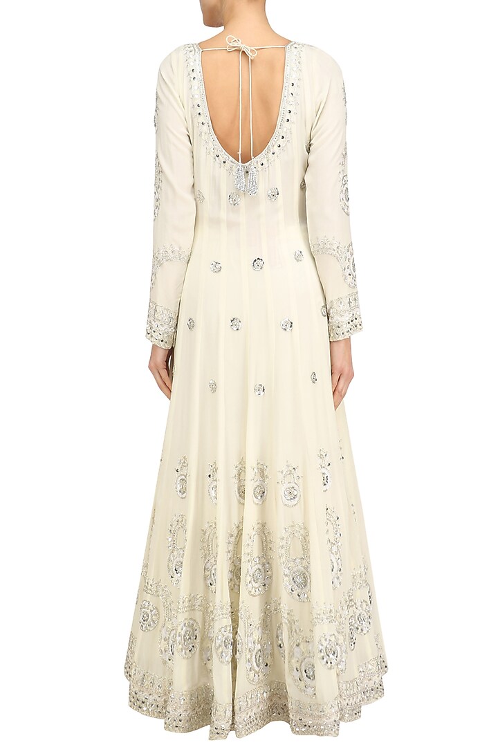 Cream embroidered anarkali Set available only at Pernia's Pop Up Shop 2025