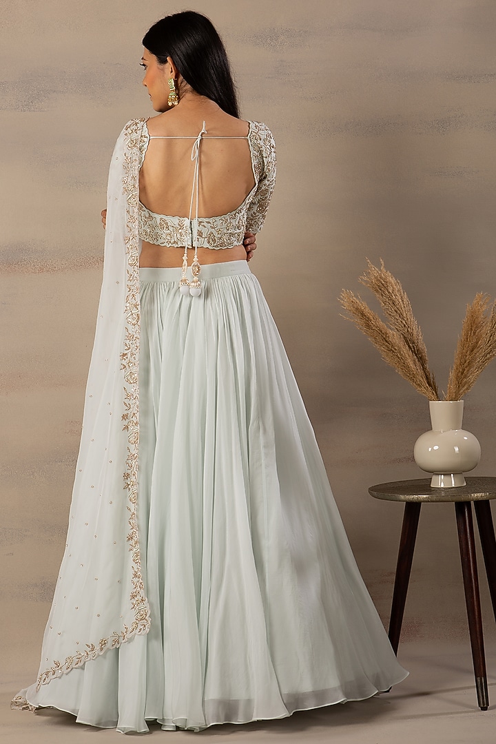 Ice Blue Organza Wedding Lehenga Set by Anupraas at Pernia's Pop Up ...