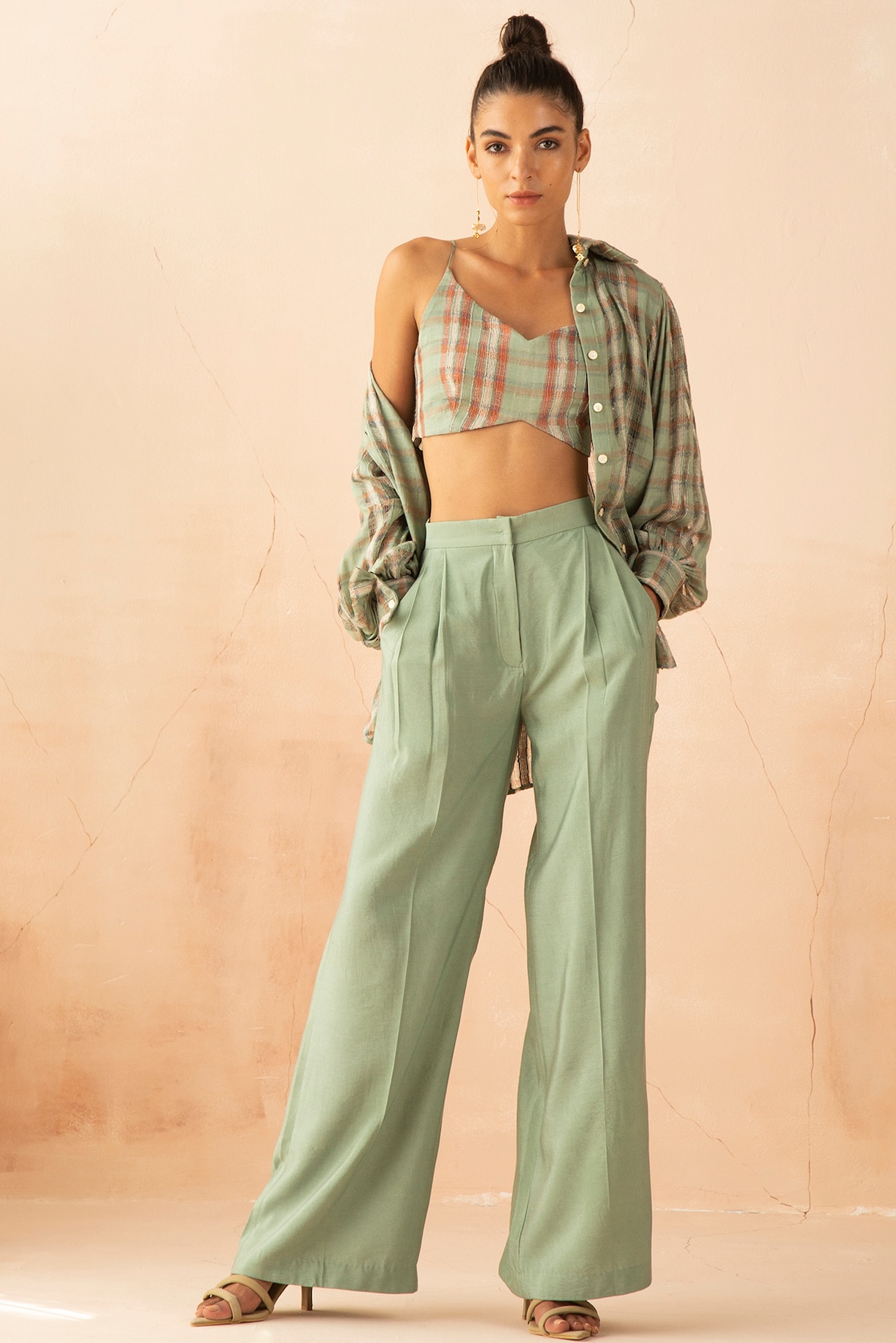 Sea Green Cotton Pant Set by APZ at Pernia's Pop Up Shop 2025
