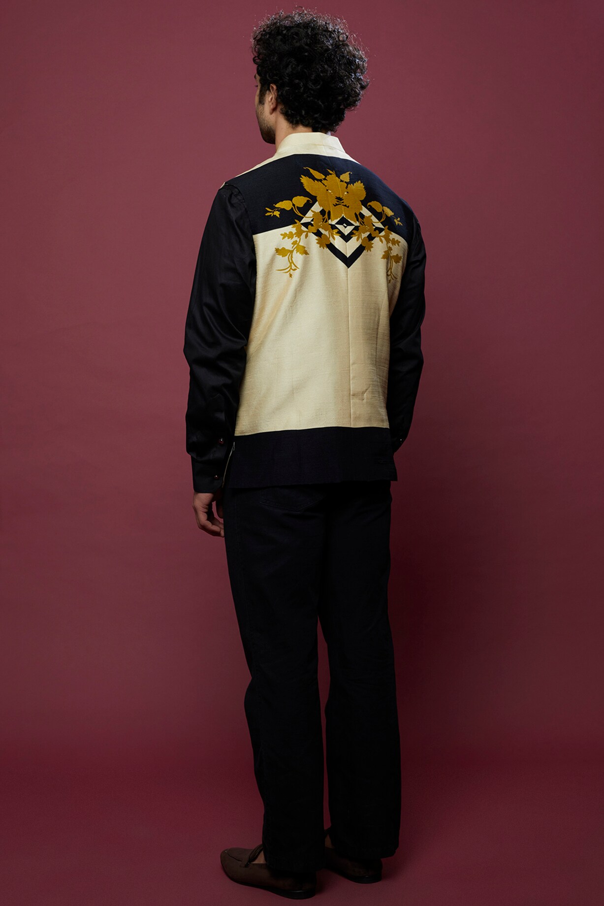 Black Silk Shirt With Nehru Jacket by Aces by Arjun Agarwal at Pernia's ...