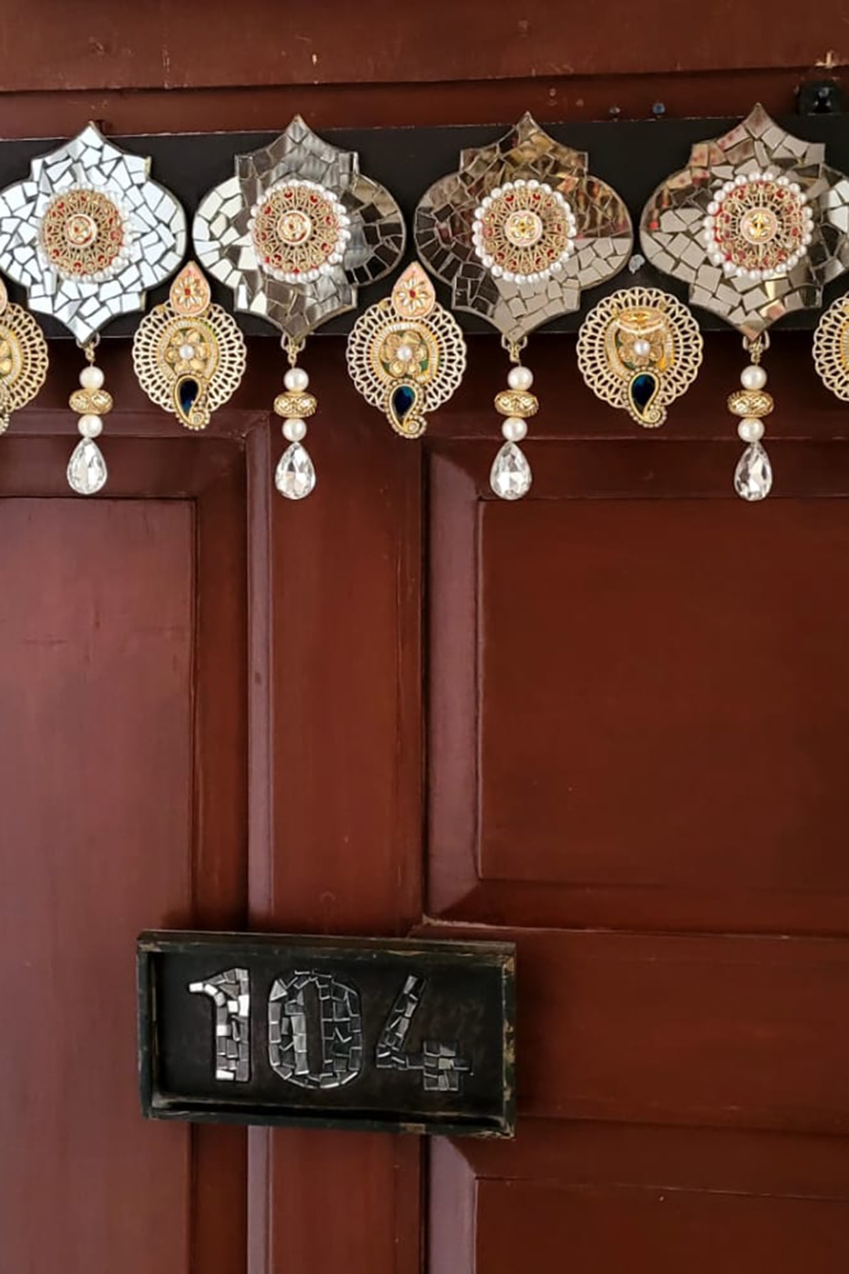 Multi-Colored Engineer Wood & Metal Stone Toran by Aarav Designs at ...