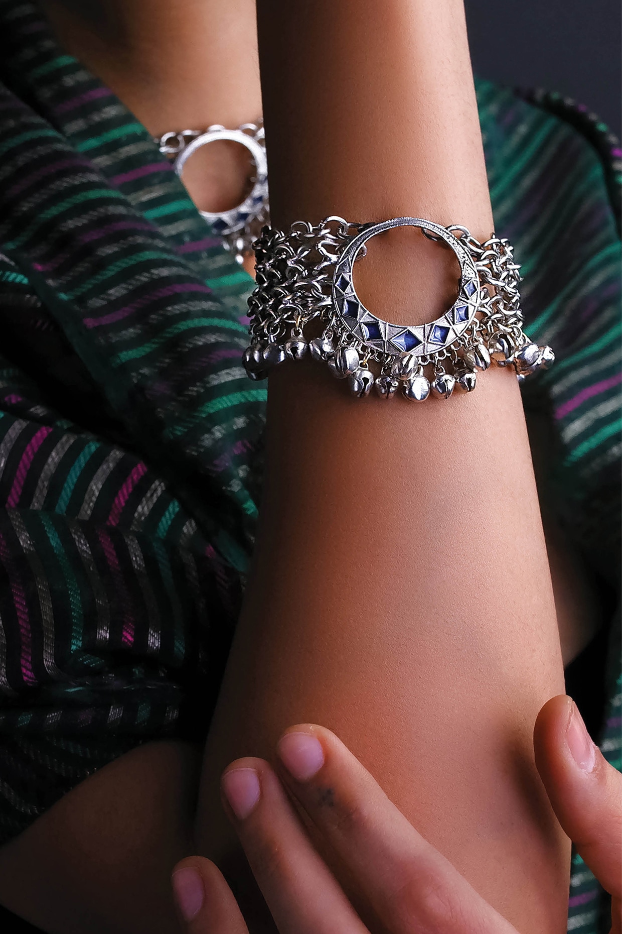Silver Blue Stone Enamelled Bracelet by Aaree Accessories at Pernia's Pop Up Shop 2025