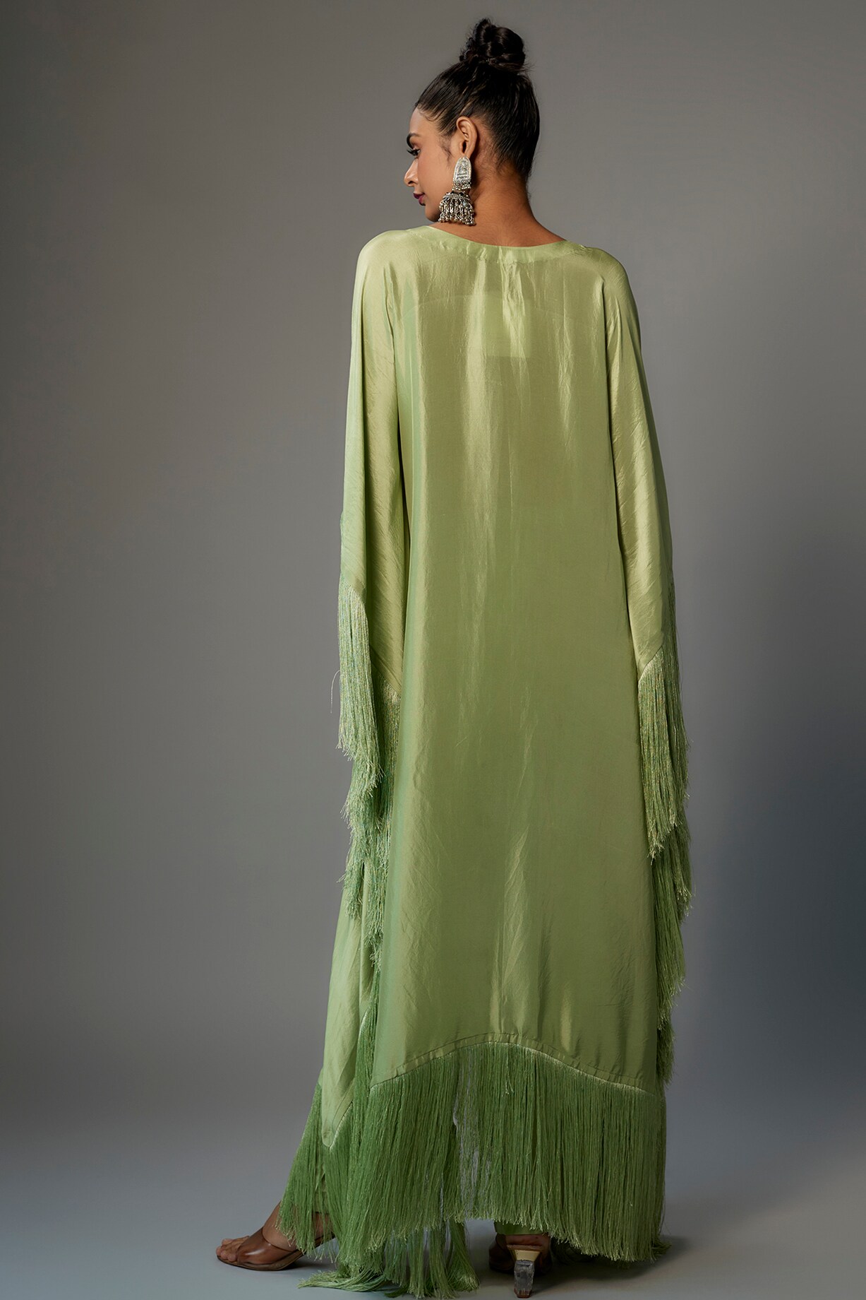 Sage Green Dupion Silk Kaftan Set Design by Arpita Mehta at Pernia's ...