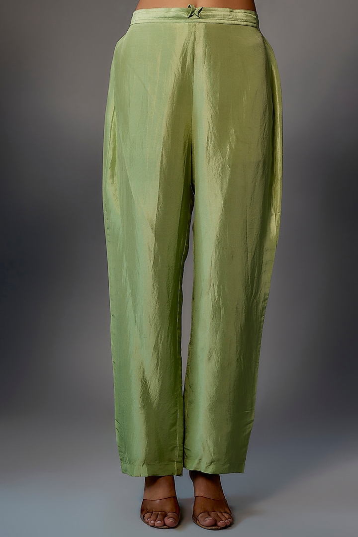 Sage Green Dupion Silk Kaftan Set Design by Arpita Mehta at Pernia's ...