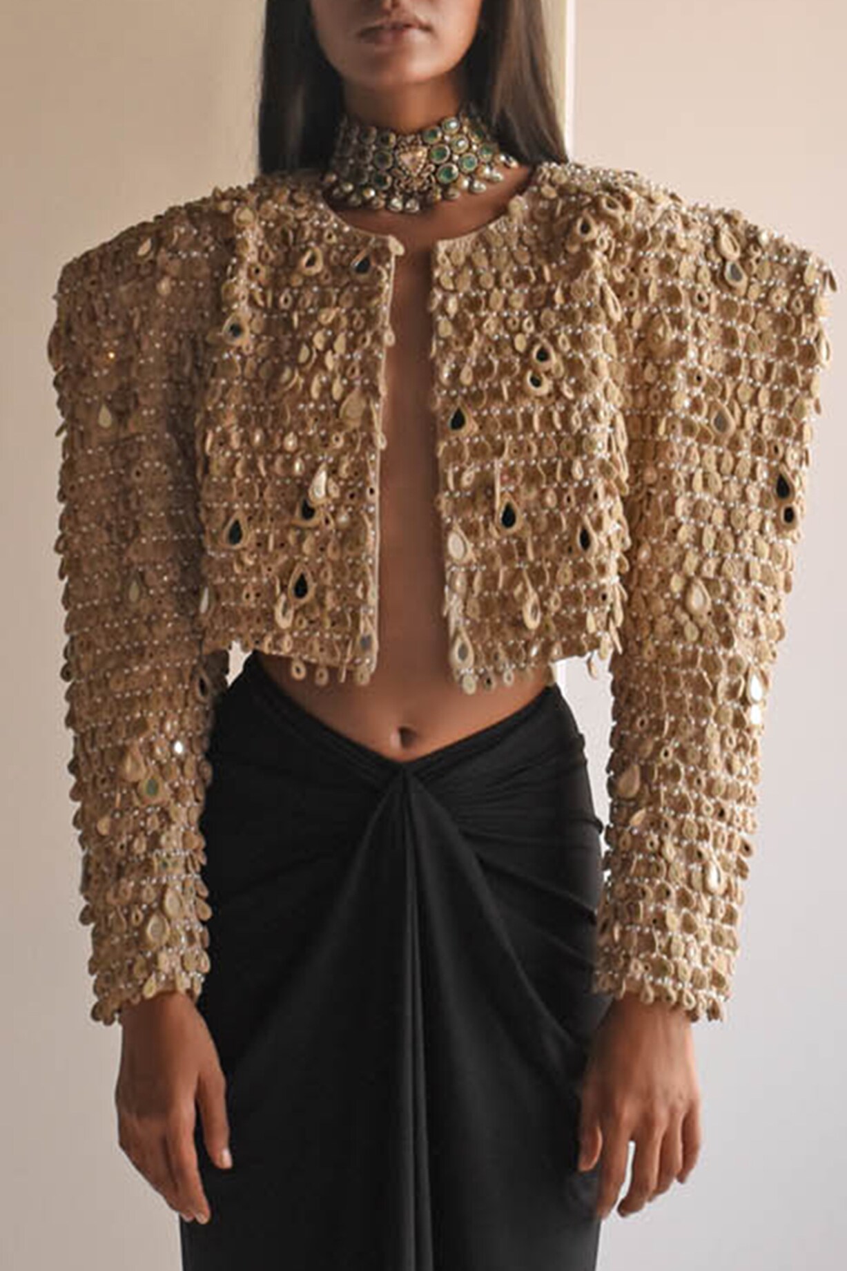 Coconut Net Fringed Jacket Set by Arpita Mehta at Pernia's Pop Up Shop 2026