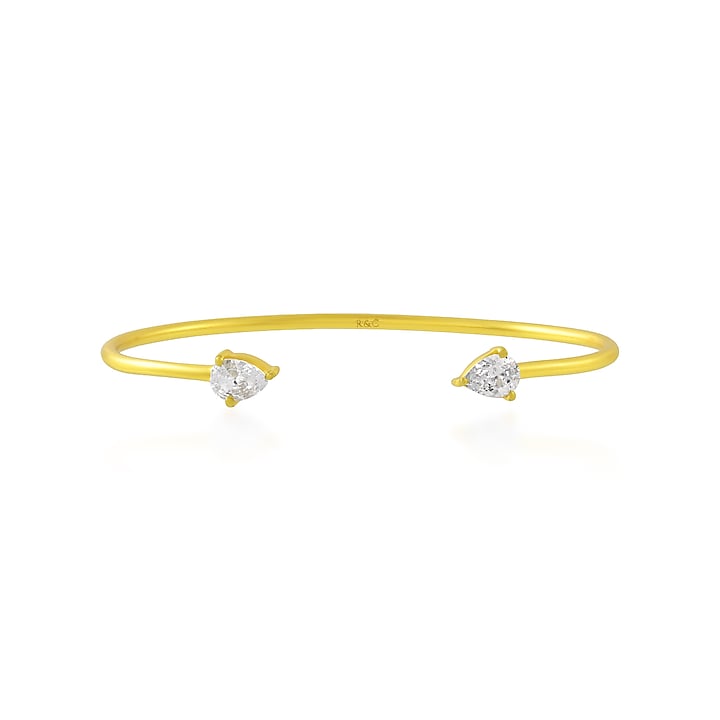 Gold Plated (Water Resistance Premium Plating) White Gemstone Handcuff ...