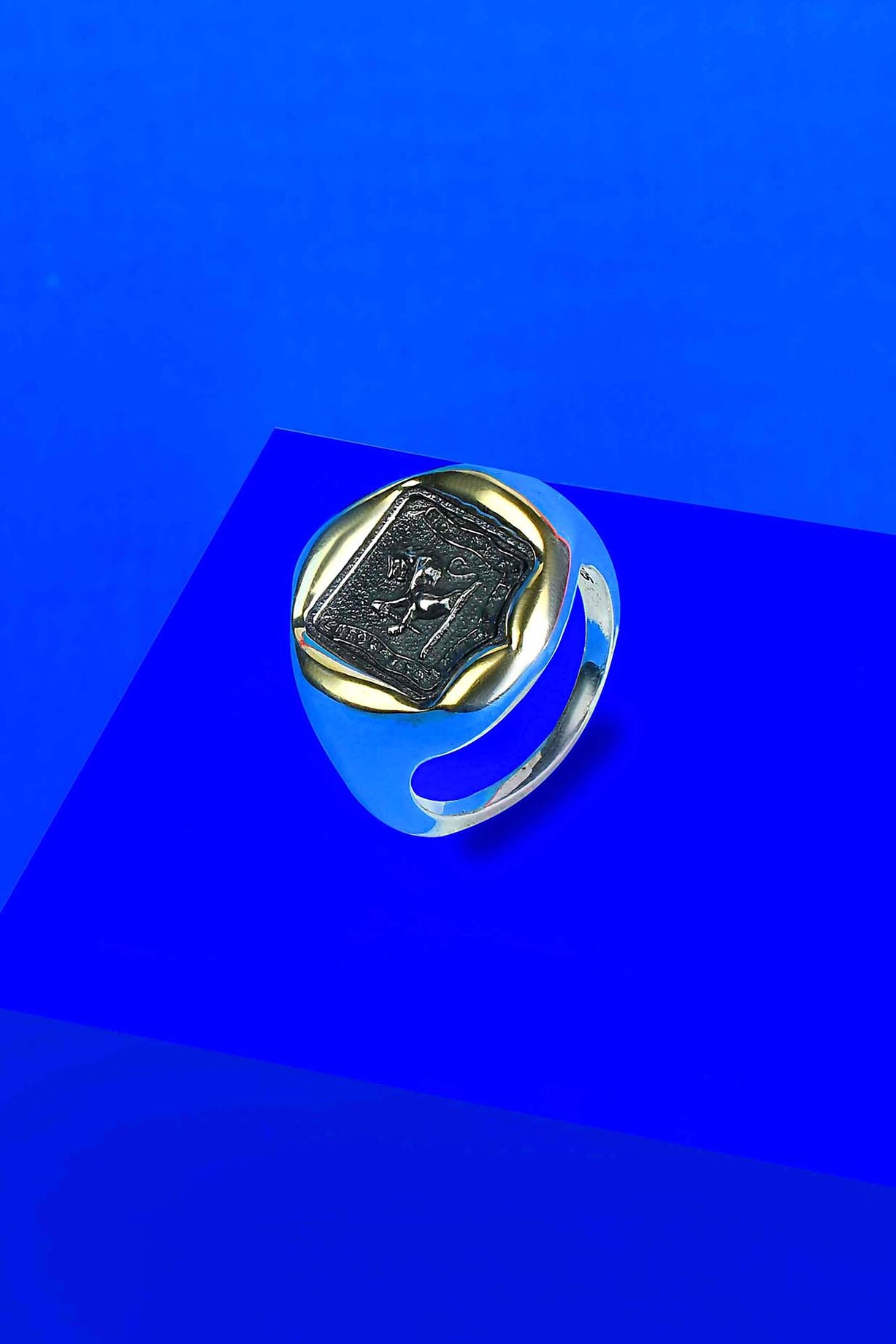 Two Tone Finish Vintage Embossed Ring In Sterling Silver by ARVINO at ...