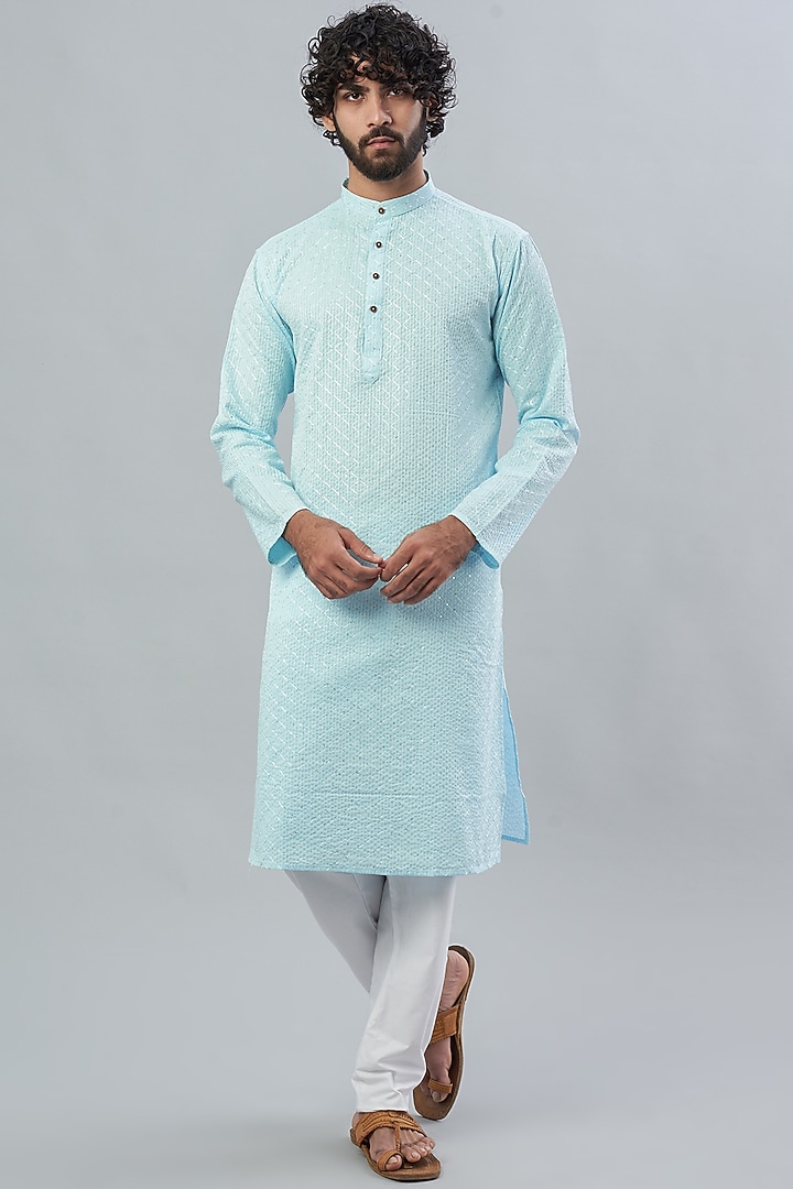 Light Blue Embroidered Kurta Set Design by ARRUGA at Pernia's Pop Up ...