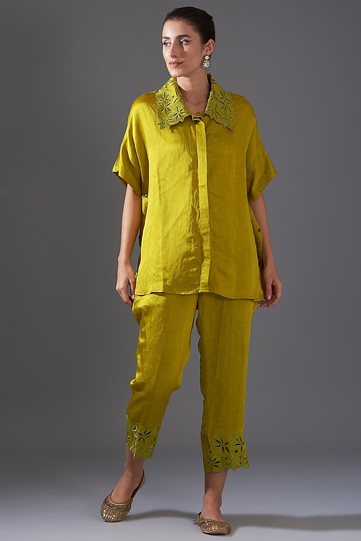 Neon Green Linen Green Co-Ord Set Design by LABEL ARRV at Pernia's Pop ...