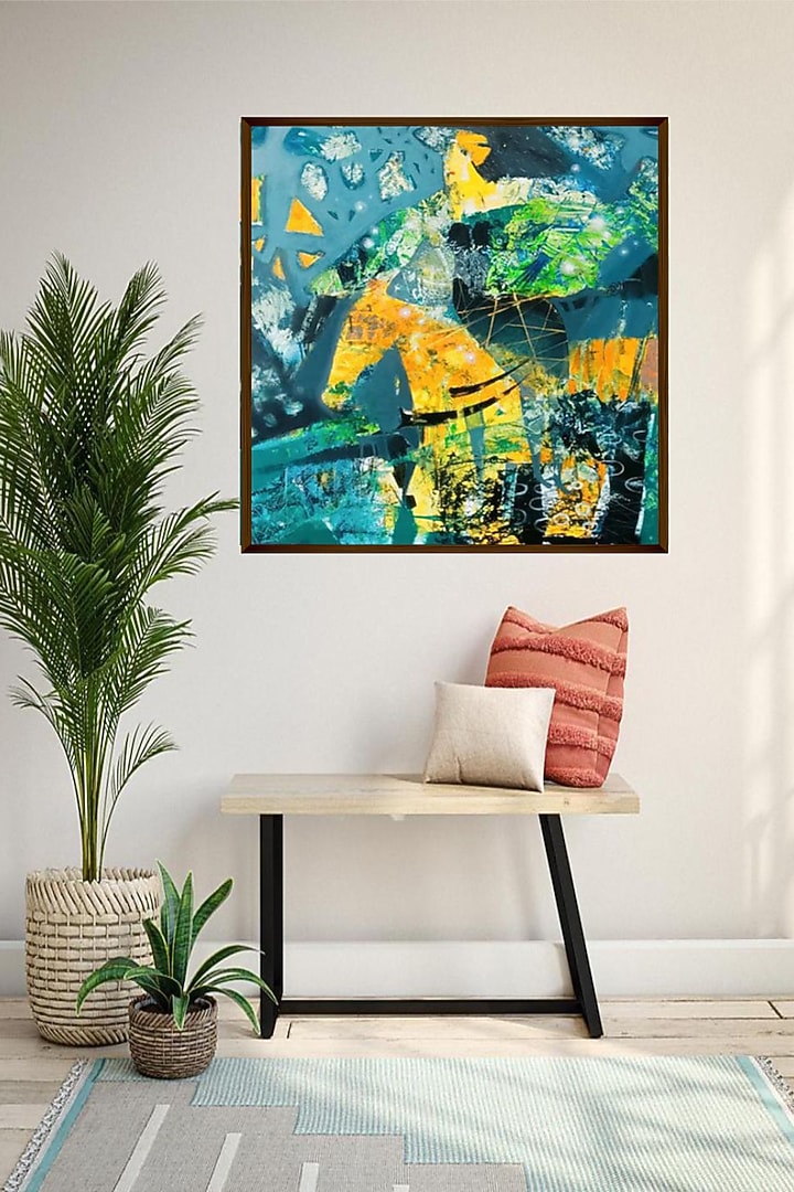 Multi-Colored Canvas & Wood Wall Painting Design by The Art House at ...