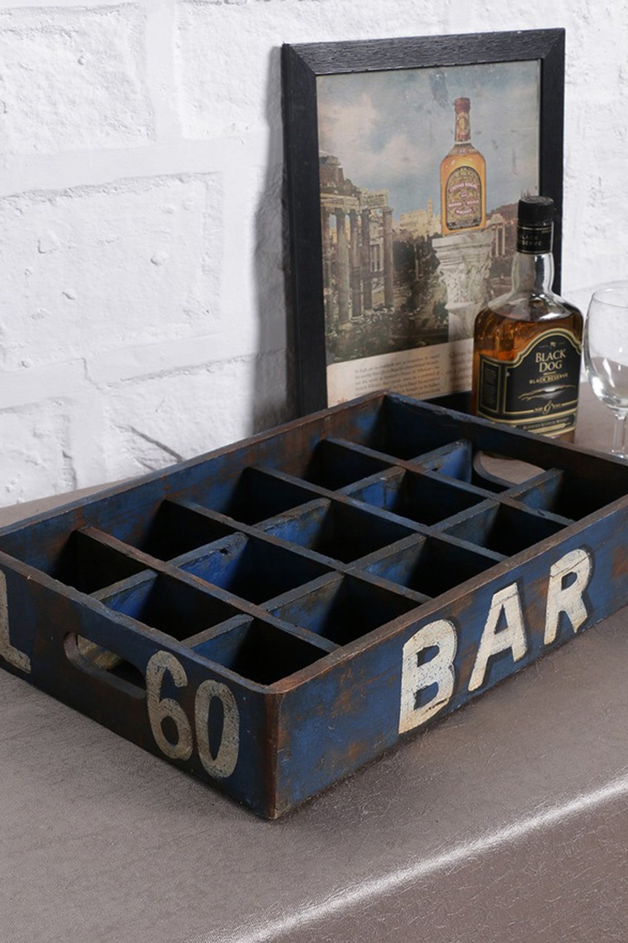 Blue Reclaimed Wood Segmented Tray by Artisans Rose at Pernia's Pop Up ...