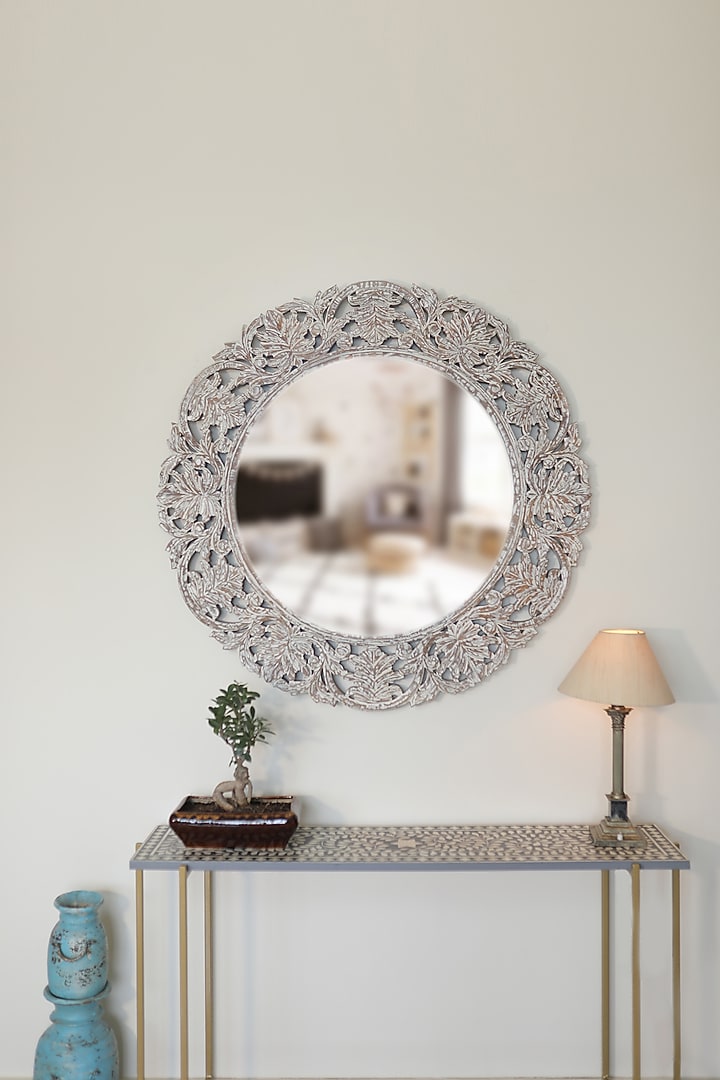 White Mango Wood Wall Mirror by Artisans Rose at Pernia's Pop Up Shop 2025