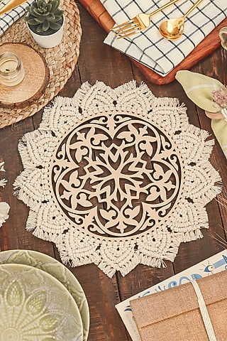 Off-White Cotton Thread Table Placement Mat by Karighar - House of ...