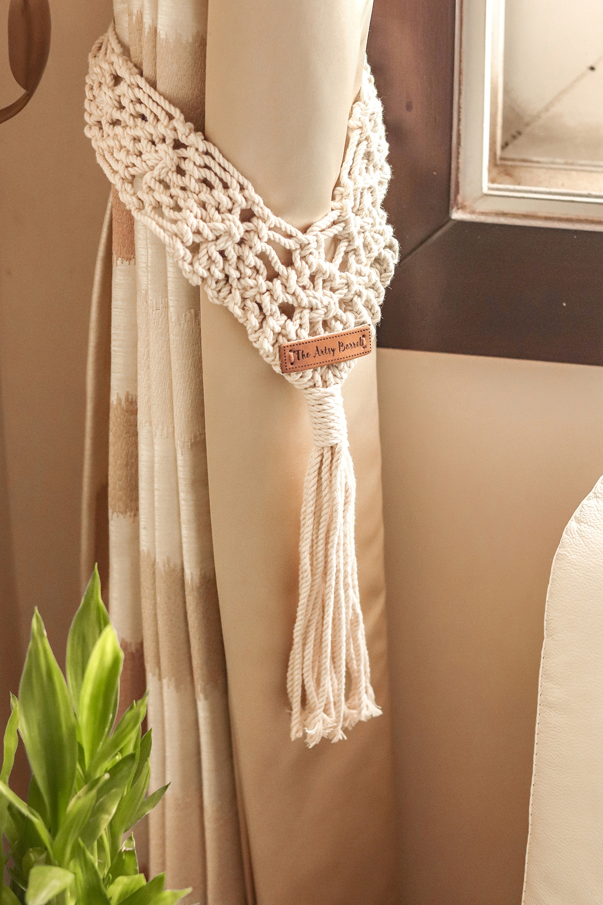 Off-White Pine Wood Curtain Binds (Set of 2) by Karighar - House of ...