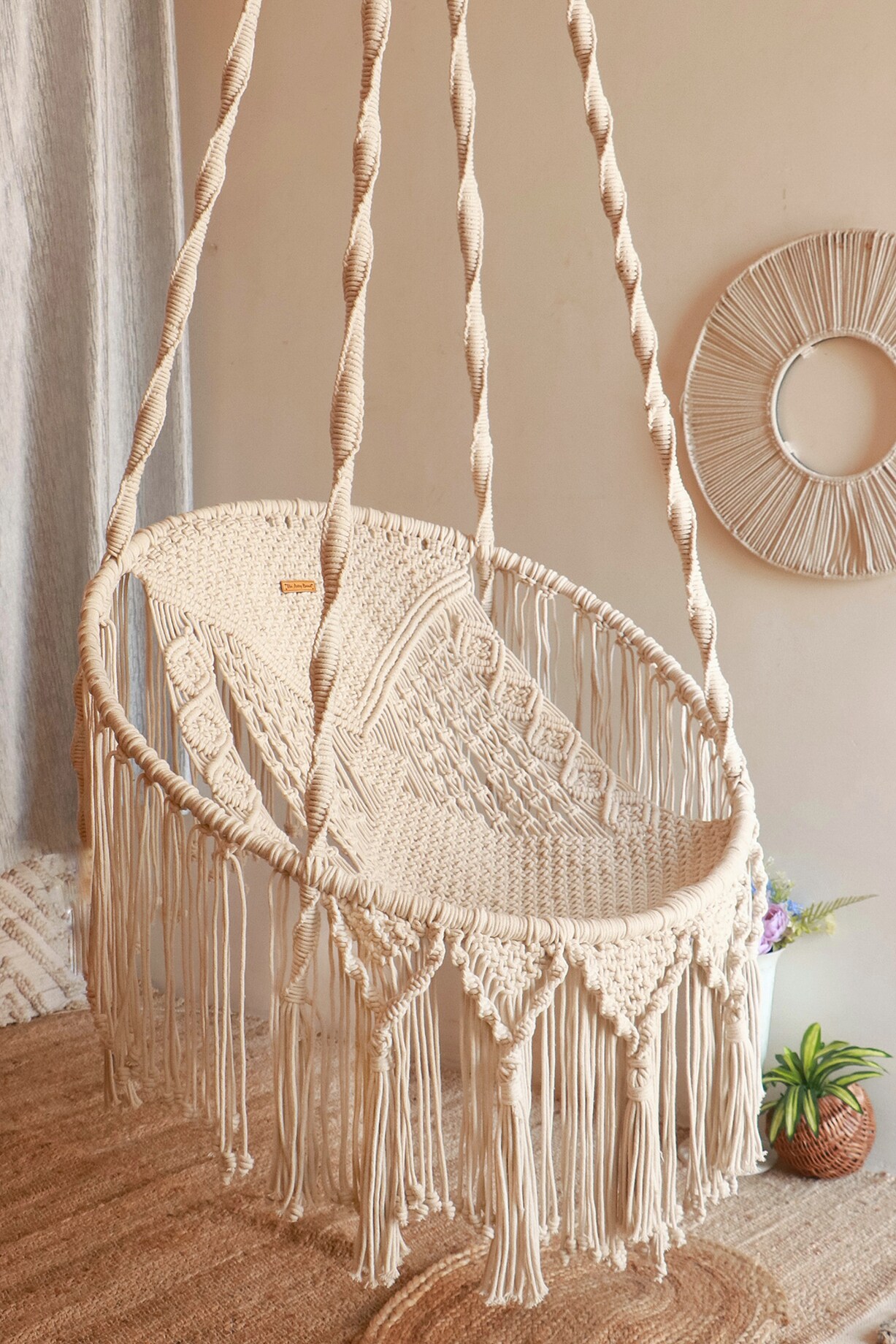 Off-White Natural Cotton Thread Hammock Swing Chair by Karighar - House ...