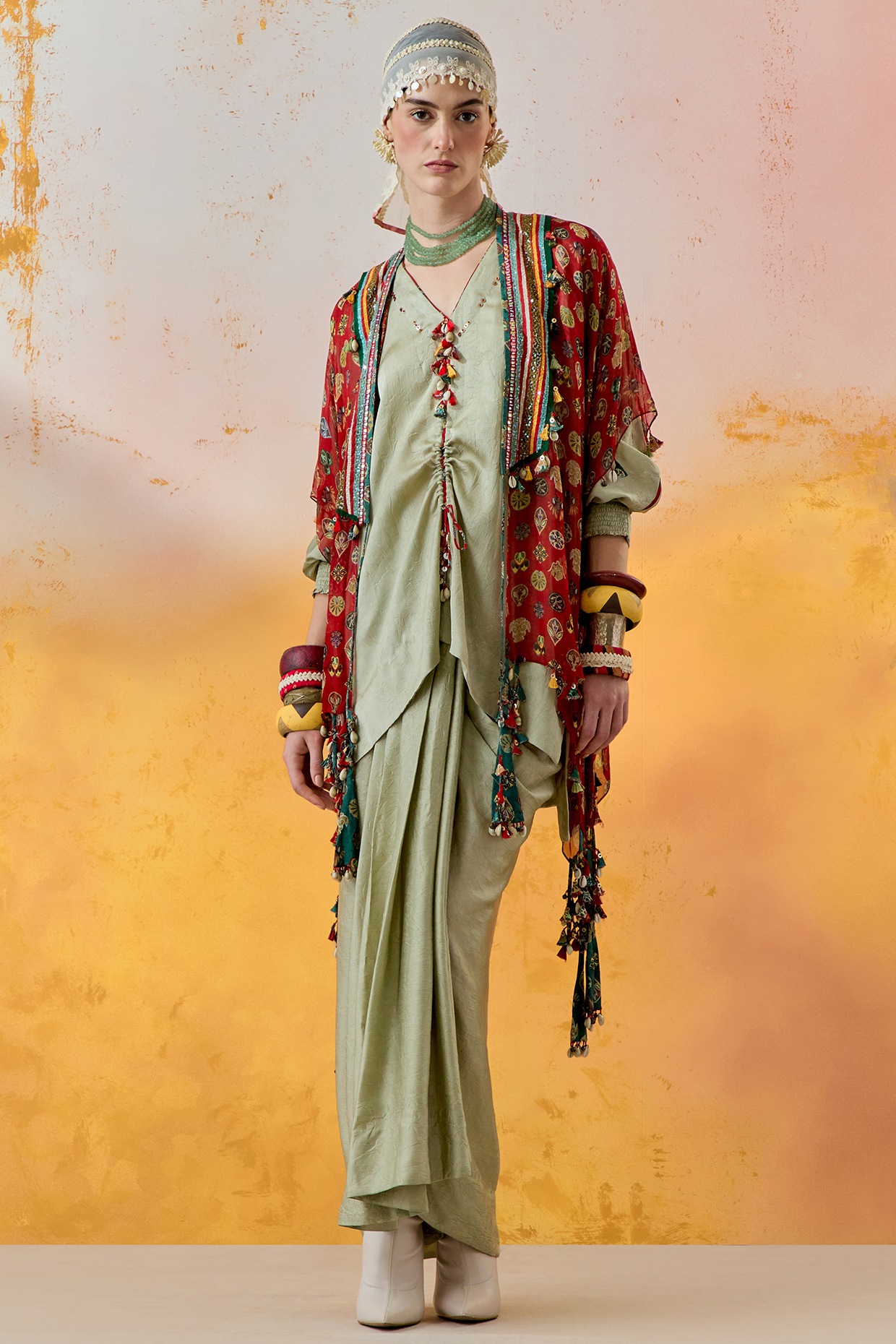 Sindoor Red Sheer Silk Embroidered & Printed Jacket by ASEEM KAPOOR at ...