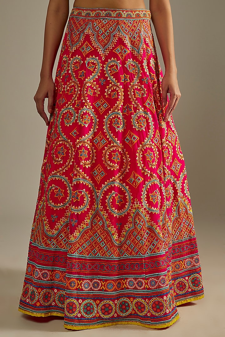 Pink Embroidered Bridal Lehenga Set By Asal By Abu Sandeep At Pernias
