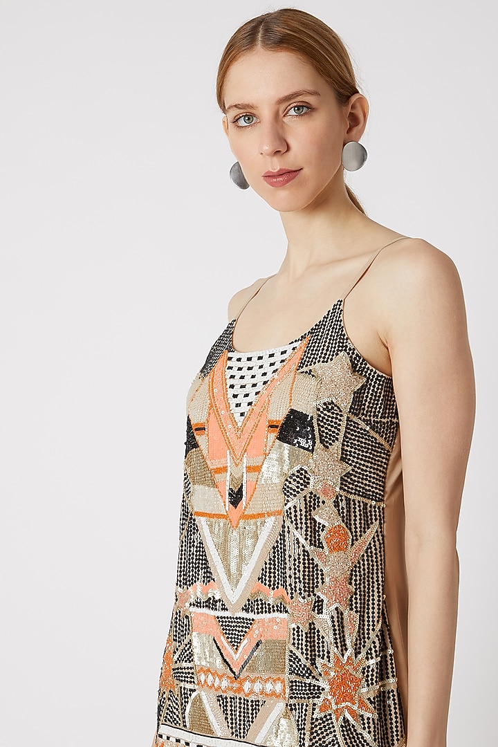 Beige Dress With Beads Embroidery by Attic Salt at Pernia's Pop Up Shop ...