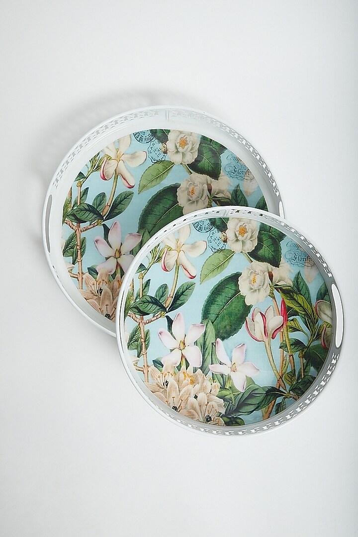 Multi Colored Tropical Floral Trays (Set of 2) by Assemblage at Pernia ...