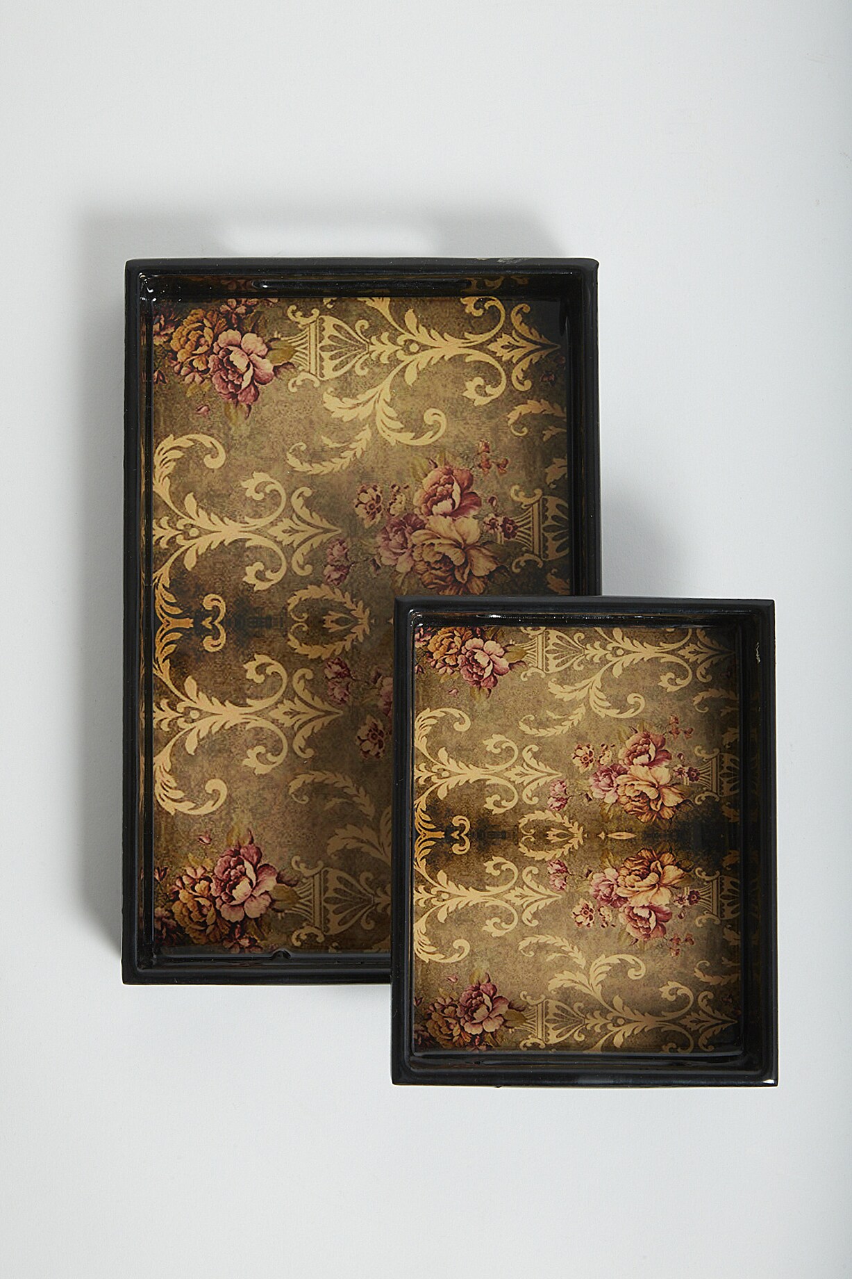 Multi Colored Vintage English Rose Trays (Set of 2) by Assemblage at ...