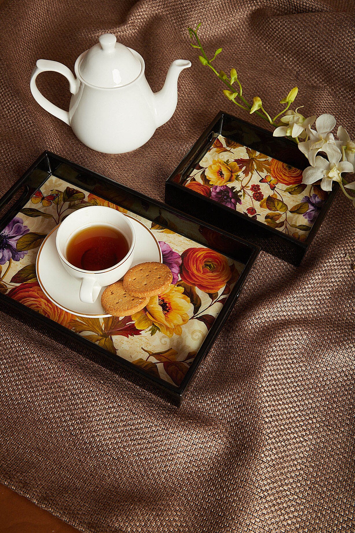 Multi Color Contemporary Floral Trays (Set of 2) by Assemblage at ...