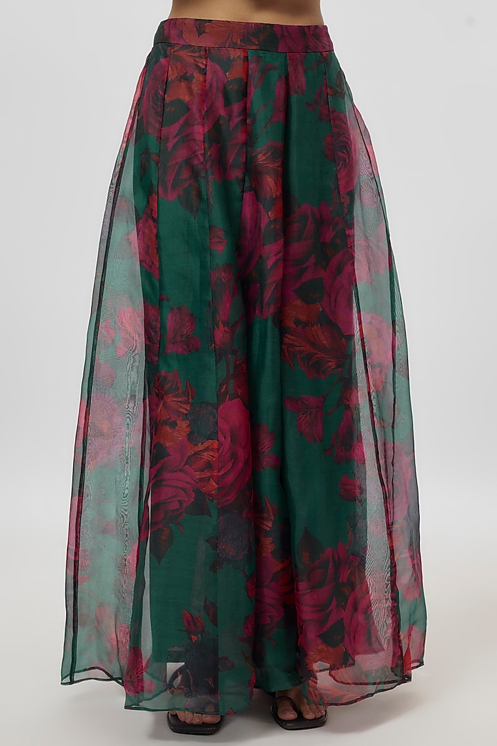 Emerald Green Organza Sharara Set by Astha Narang at Pernia's Pop Up Shop 2025